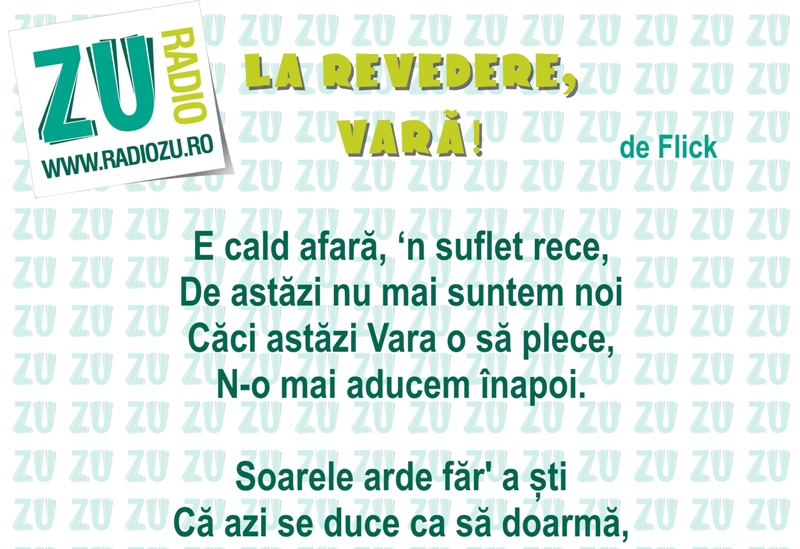 La revedere, vara! O poezie | Radio ZU